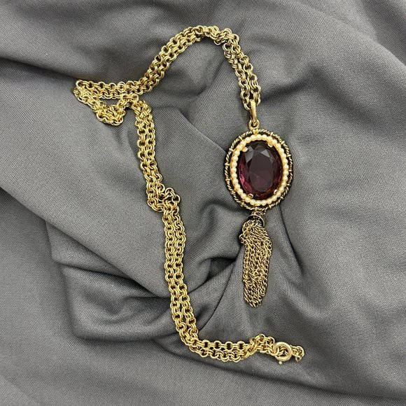 Avon | Jewelry | Vintage Avon Pendant Necklace Gold Tone Faux Pearls ...
